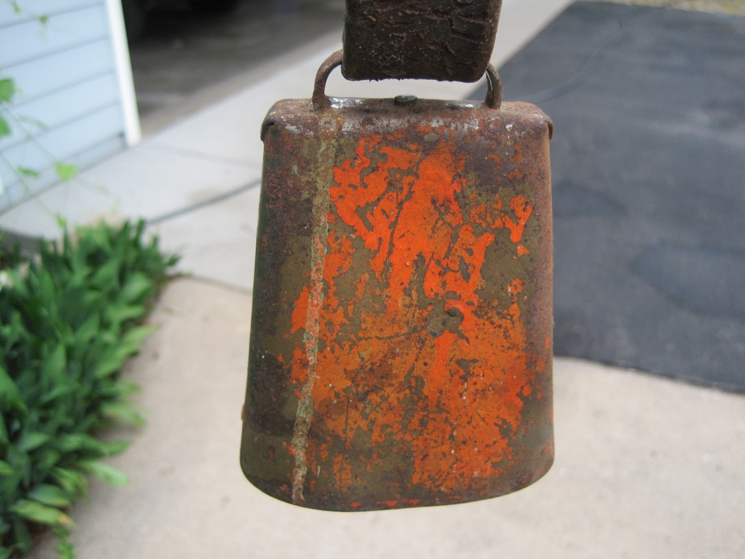Antique Rustic Cow Bell, Leather Neck Strap. Real Authentic Metal ...