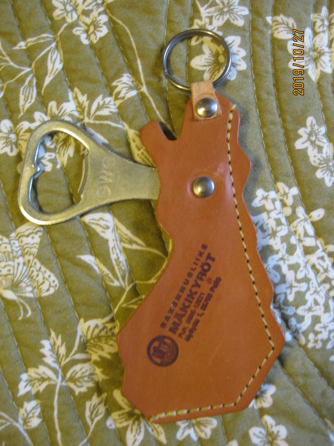 Vintage Finland Outline Leather Keychain & Bottle Opener Hand Tooled ...