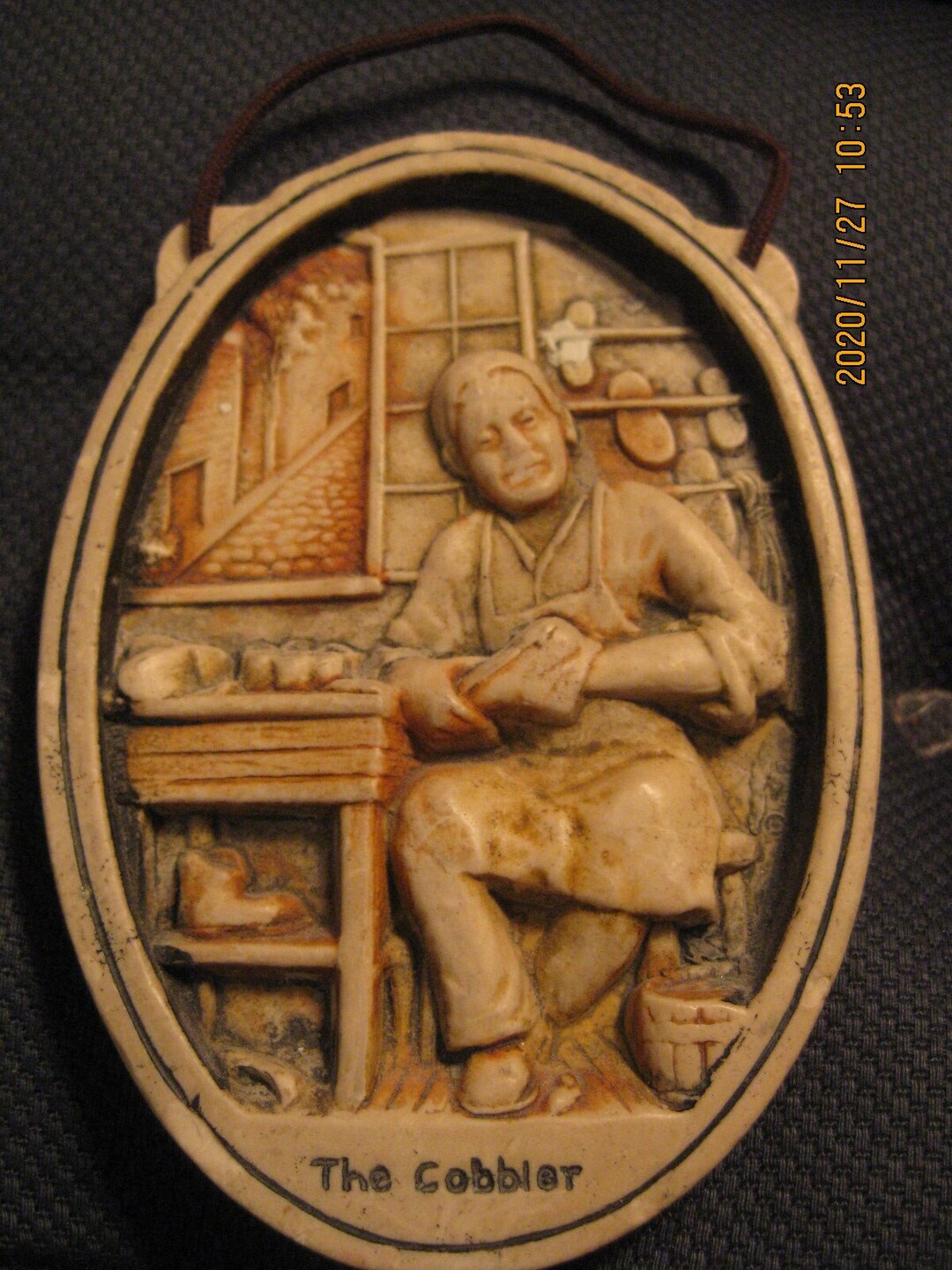 Vintage Ivorex. Shoemaker the Cobbler. 3D Relief Wall Art, Plaster ...