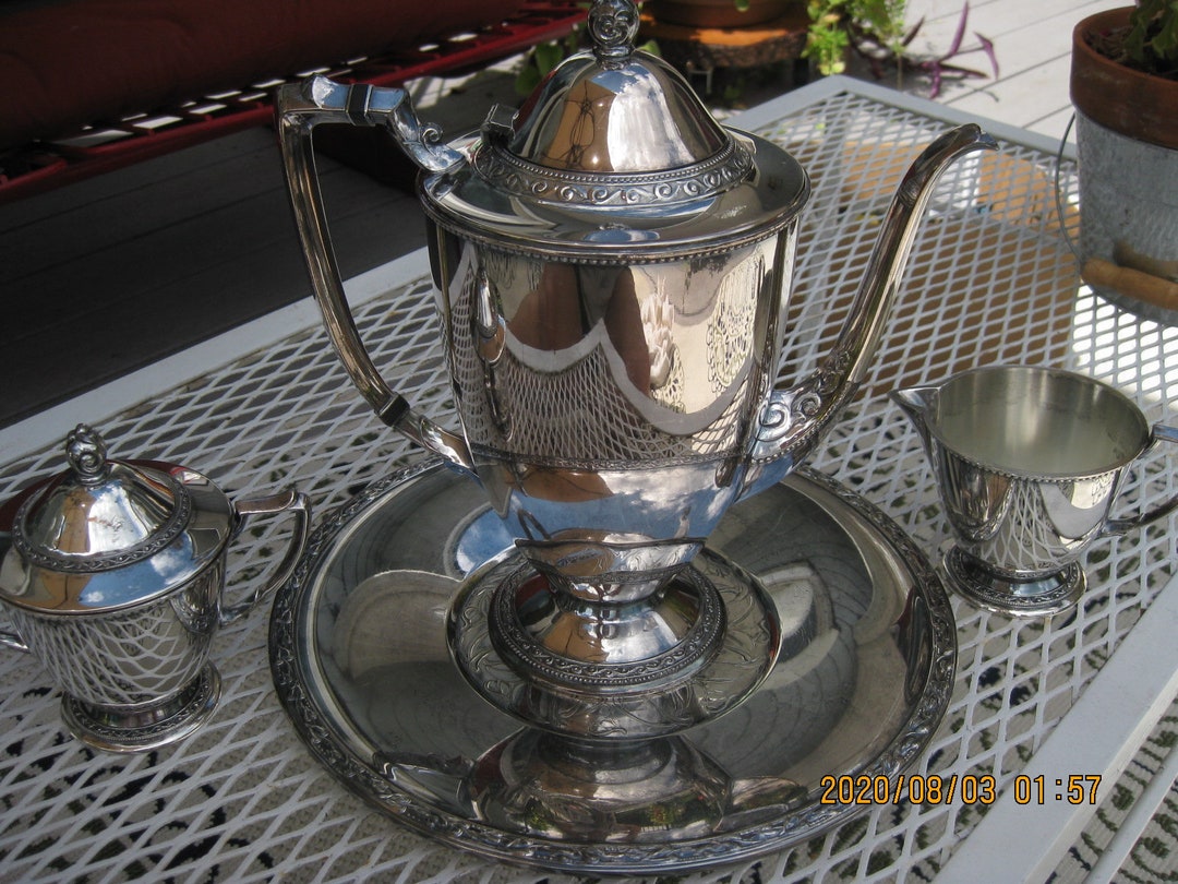 Vintage Oneida Silver Service Set, Tea / Coffee Silver Plate Set ...