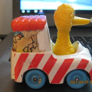 Vintage Big Bird Toy Push Car; Metal Diecast Toy; Big Bird Driving ...