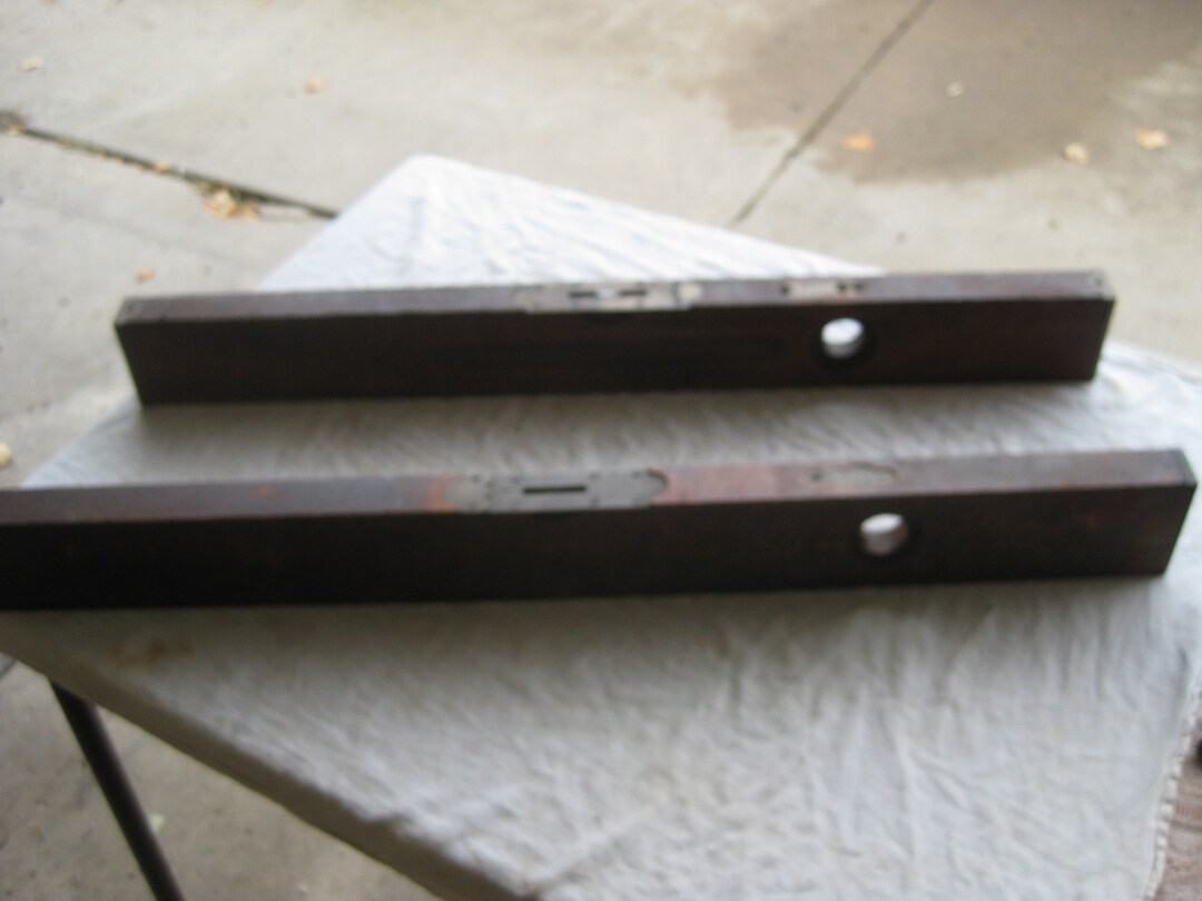 Antique Stanley & Disston Carpenter Level Set: Brass Inlay, Woodworker ...