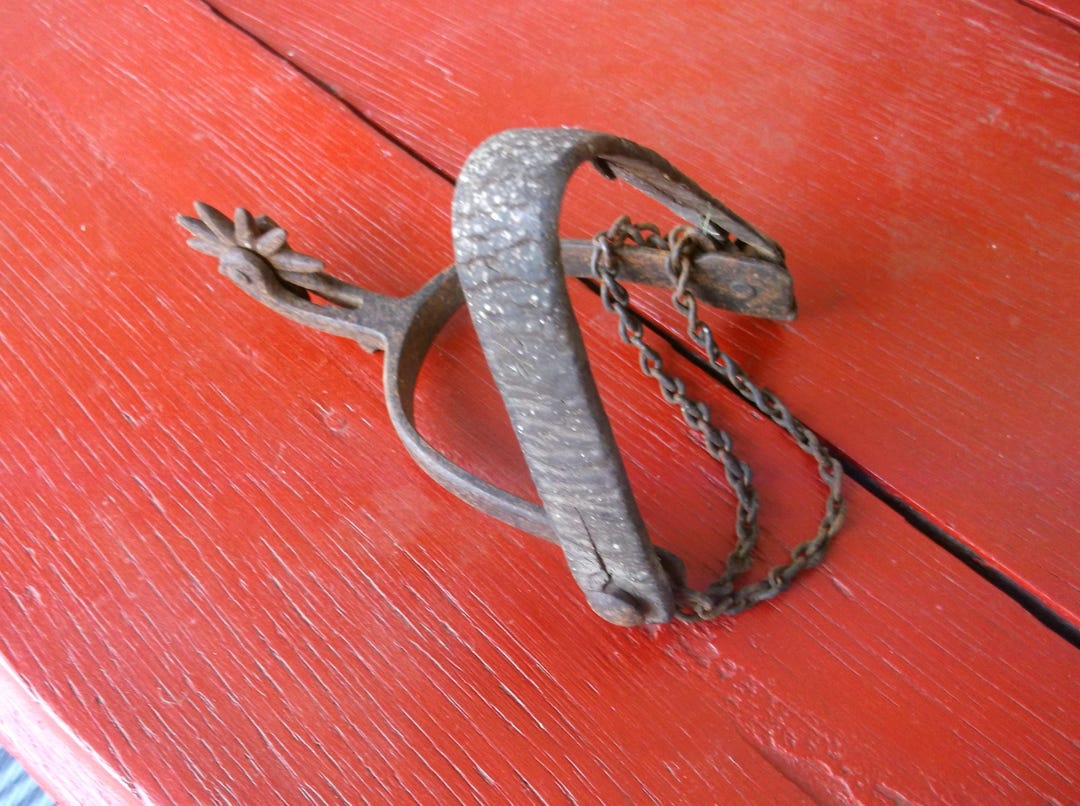 Vintage Spur REAL Cowboy Boot Spur Leather Strap Metal Chains Star Spur ...