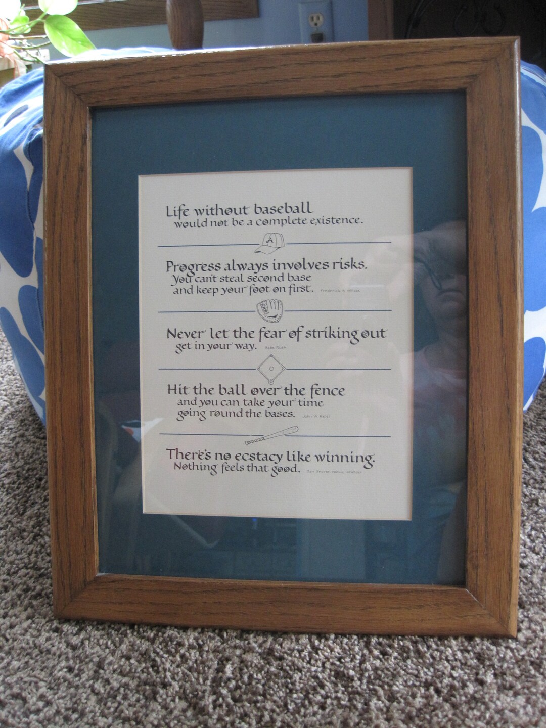 Vintage Framed Baseball Metaphor Quotes; Baseball; Life; Risk; Progress ...