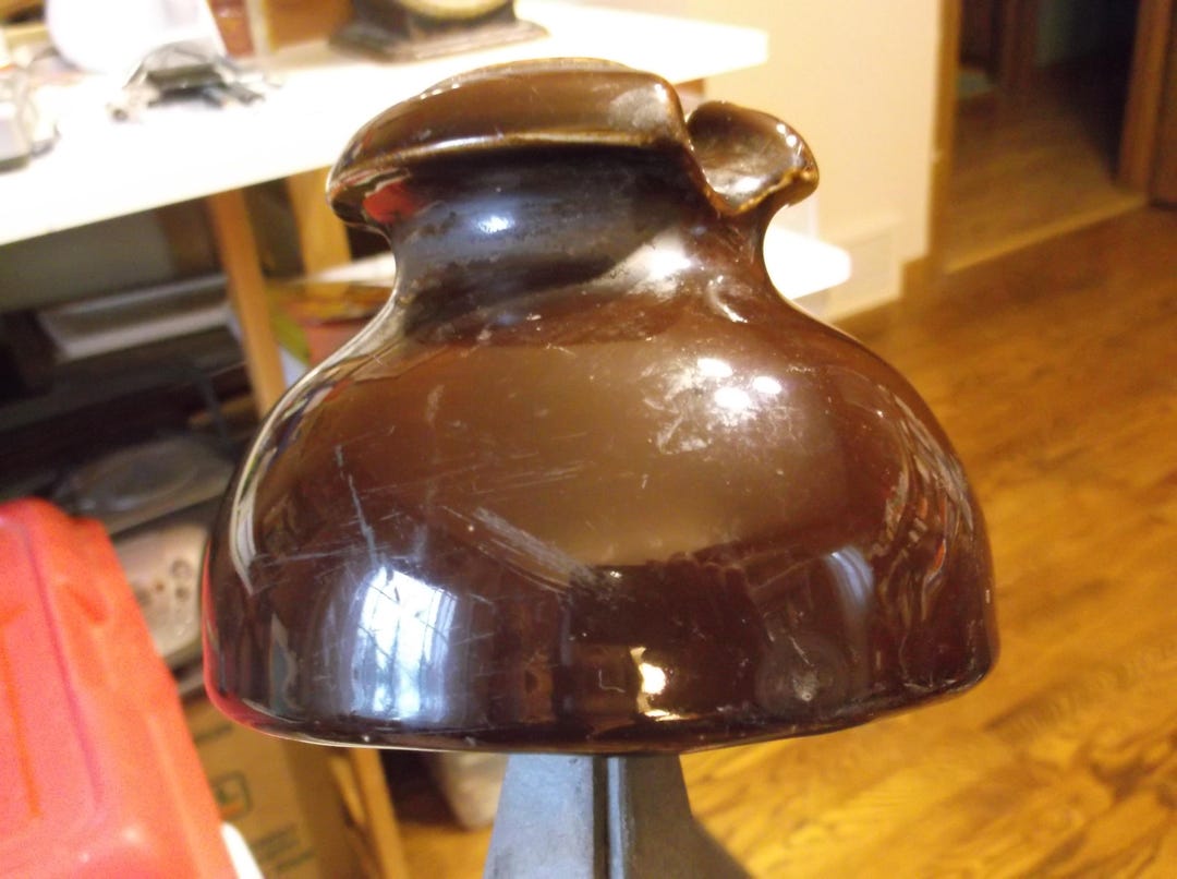 Vintage Brown Ceramic Insulator With Stake: Garden Art, Hose Guide - Etsy