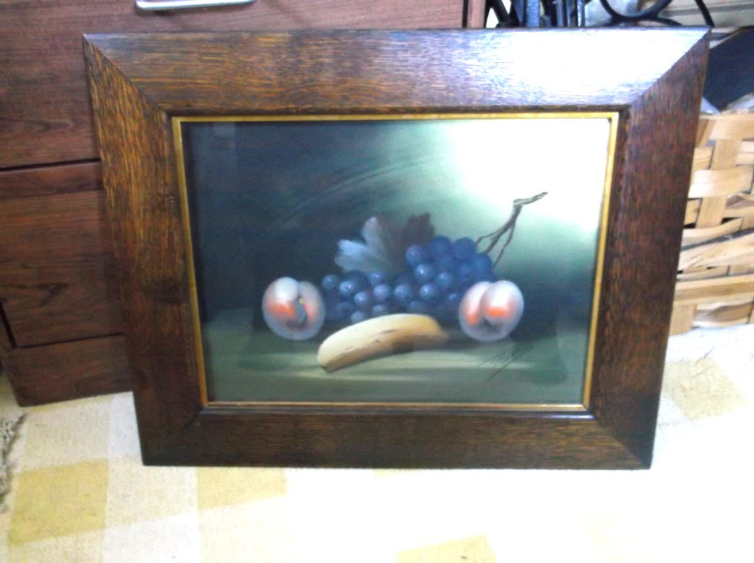Vintage Framed Harry Hadland Lithograph: Fruit Still Life in Original ...