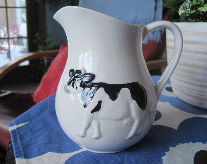 Vintage 3D Cow Creamer, Milk Pitcher. Holstein Black & White Cow ...