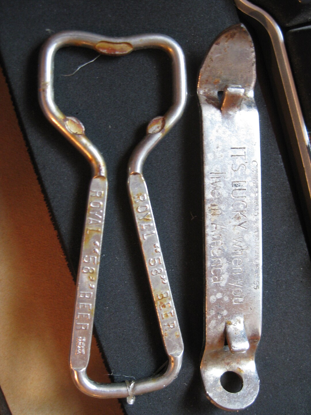 Vintage Beer Bottle Opener: Lucky Lager & Royal 58 Advertising - Etsy