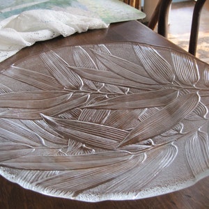 Vintage Large Embossed Glass Platter; 14" Round Dish; Serving Tray ...