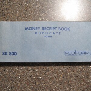 Vintage Money Receipt Book Duplicate. Carbon Paper for Duplicates ...