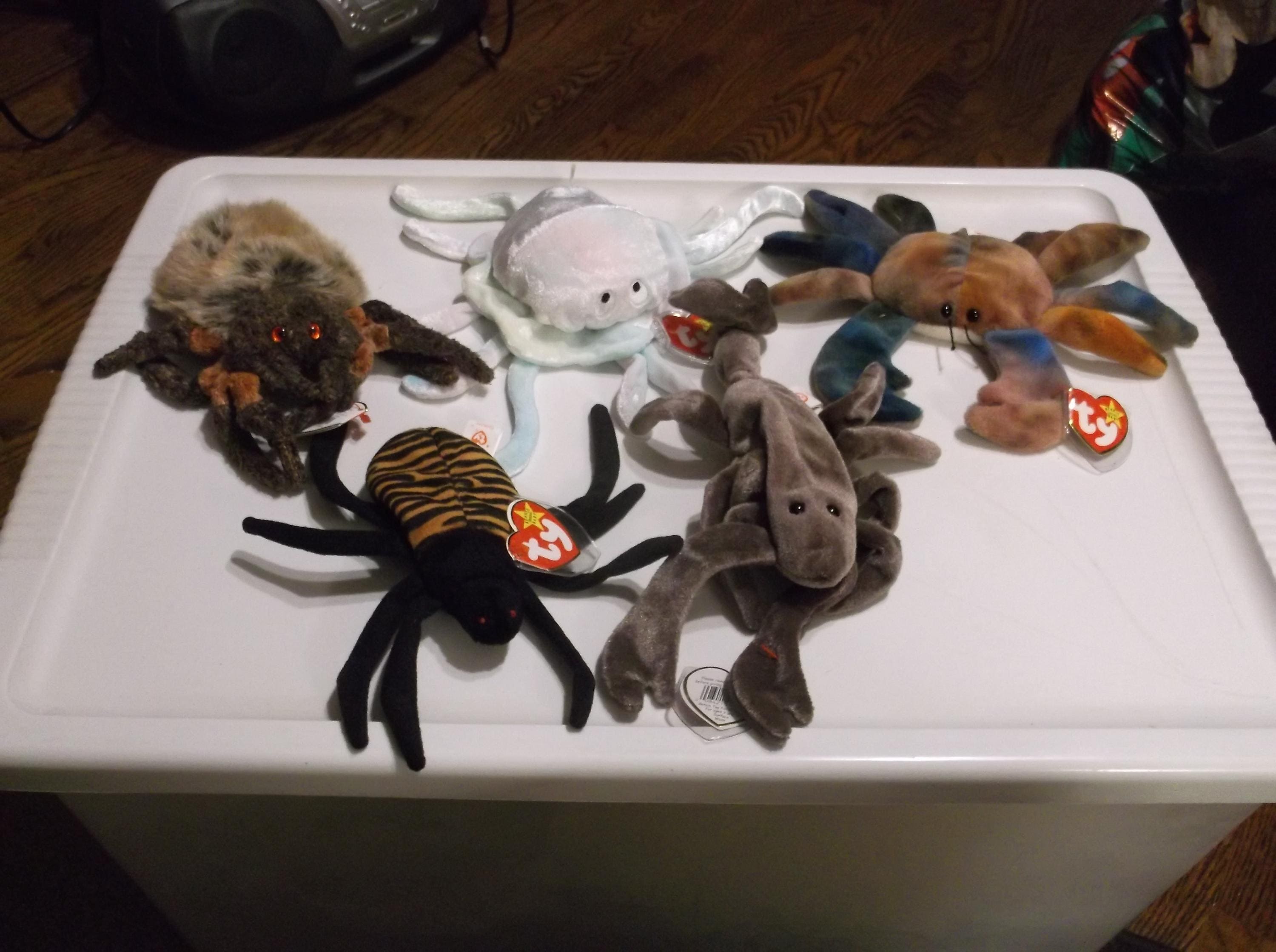 Vintage Ty Beanie Babies Creepy Crawlers: Claude, Stinger, Spinner ...