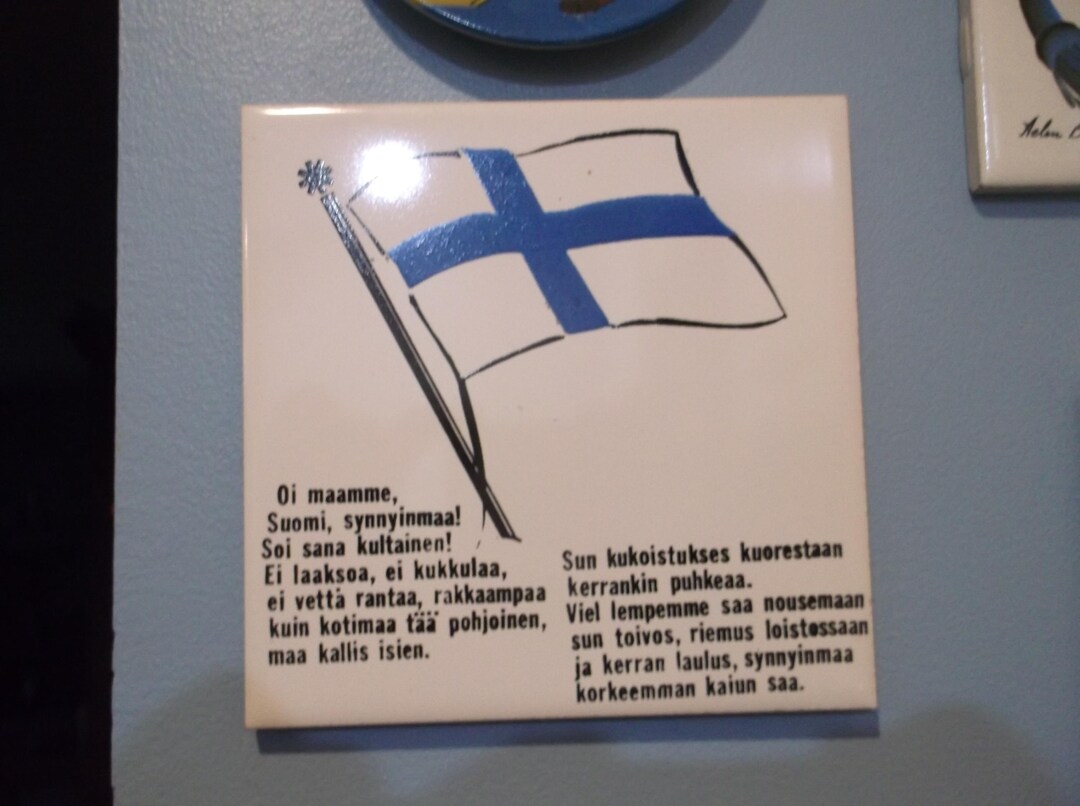 Vintage Finnish National Anthem & Finnish Flag Ceramic Tile ...
