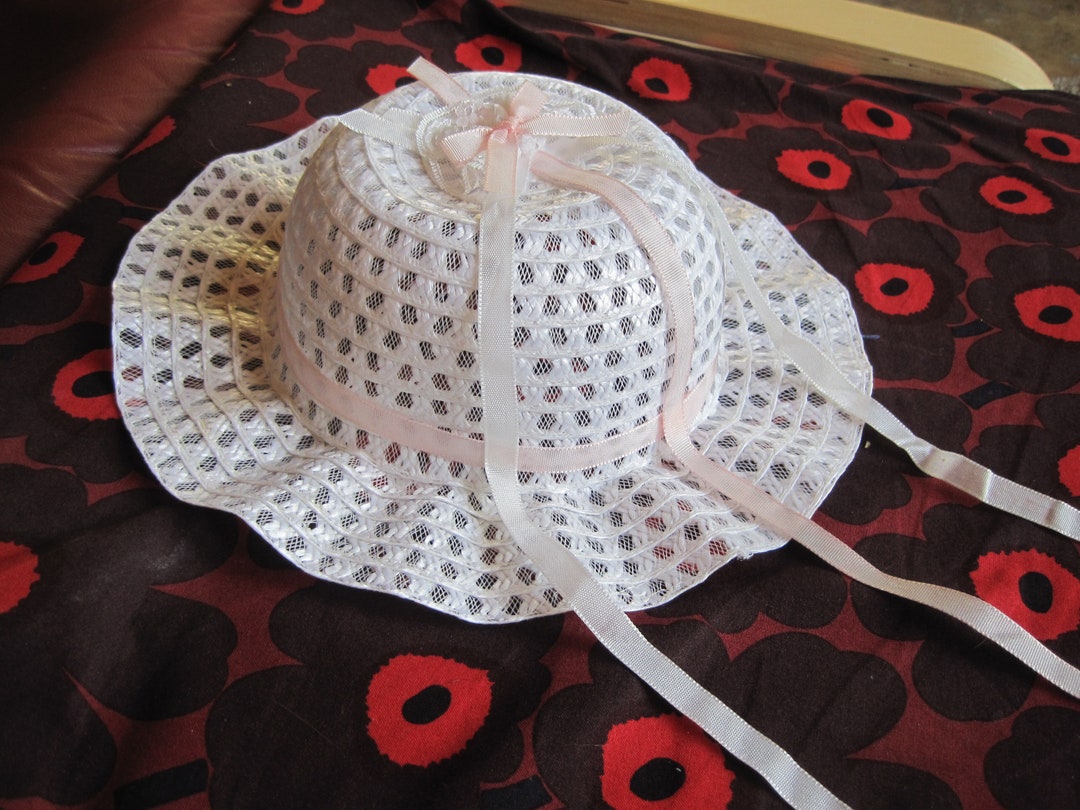 Vintage Girl Bonnet: Open Weave, Satin Ribbons, Flower Girl Hat - Etsy