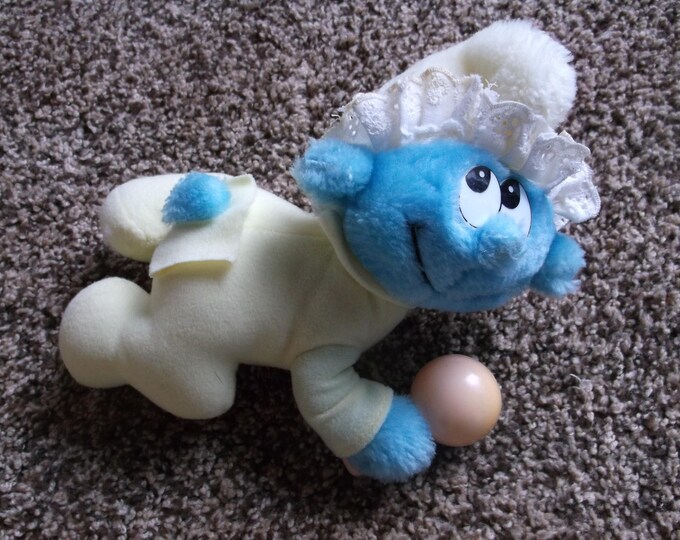 Vintage Applause Baby Smurf. Blue, Sleepy, Cuddly, Huggable Crib Toy ...