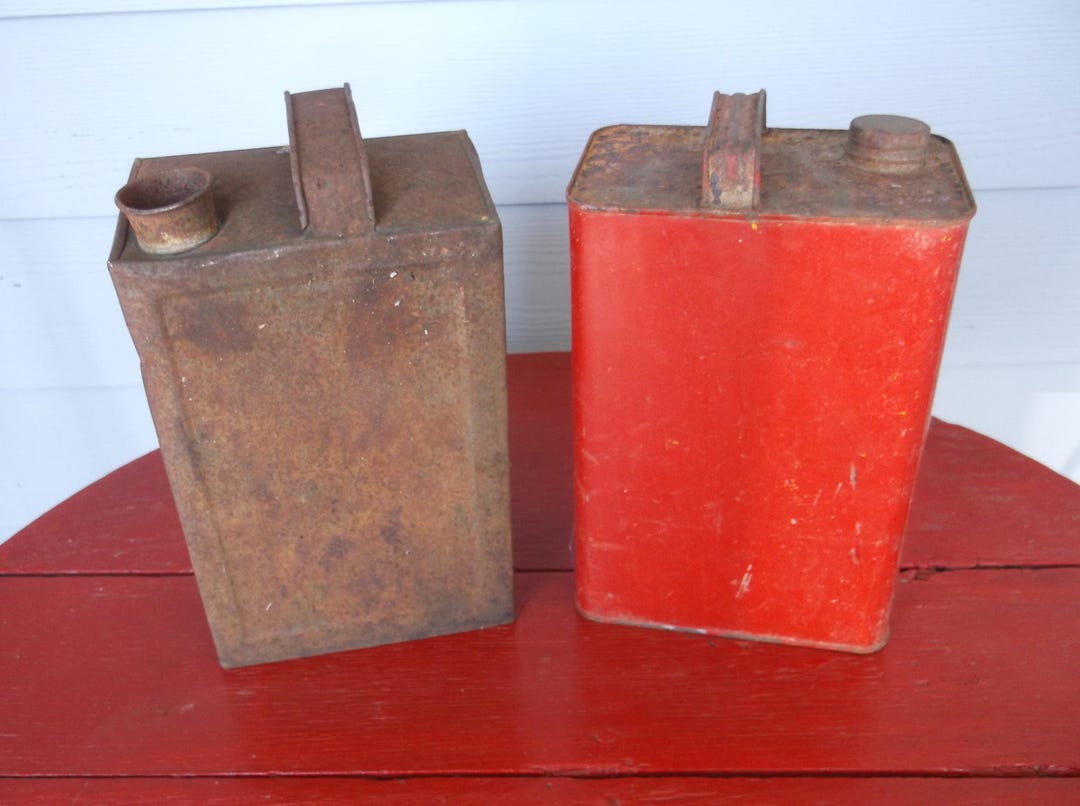 Antique Red Tin Gas Can: Rustic Farmhouse Decor, Man Cave, Garage ...