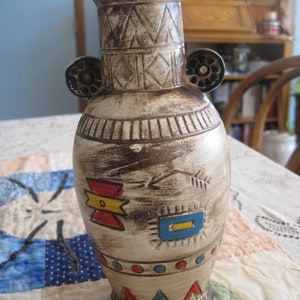 Vintage Southwest Pottery Vase: Native Folk Art Decor (8.5") - Etsy