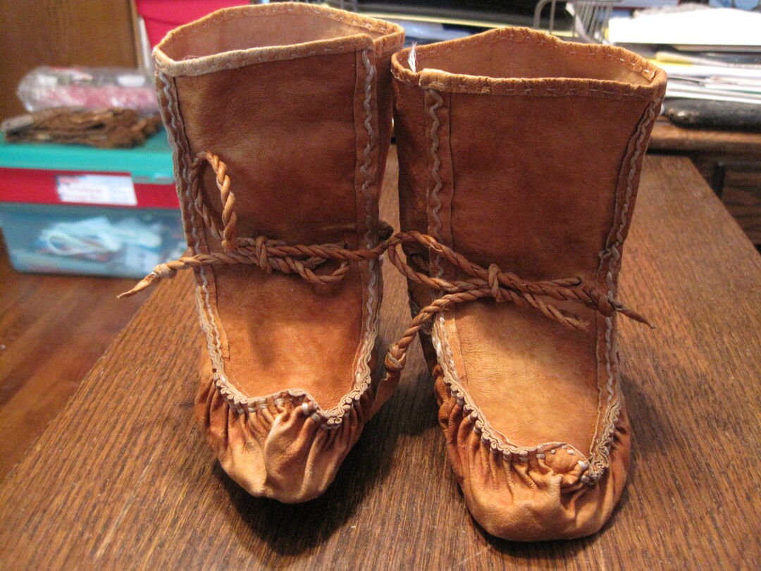 Vintage Sámi Reindeer Leather Child Toddler Boots, Finn Slippers, Shoes ...