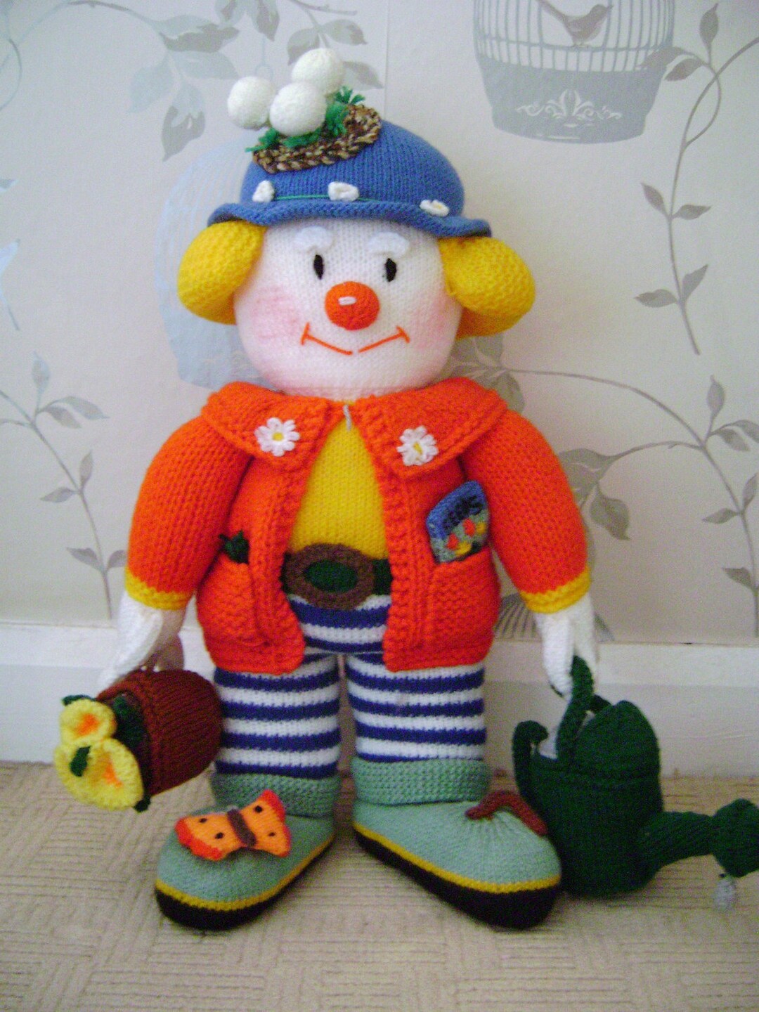 Large Knitted Gardening Clown Doll Mascot Gift Idea Gift - Etsy