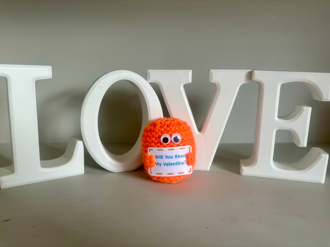 Knitted Baked Bean Buddy Positive Plush - Valentines Day Gift - Funny ...