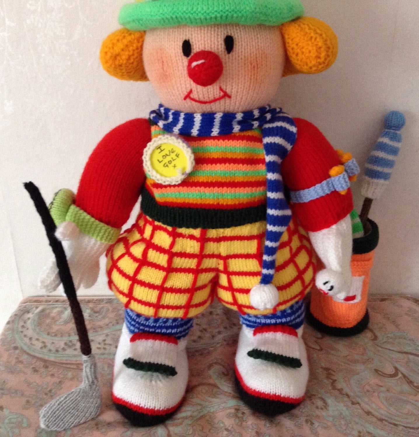 Large Knitted Clown Golf Doll Mascot Gift Idea Gift for - Etsy India
