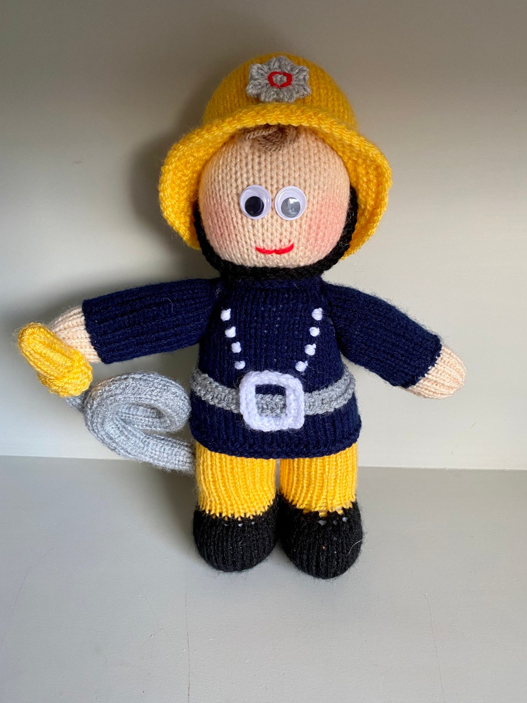 Knitted Fireman Doll Novelty Gift Fire Service Gift Personalised Made ...