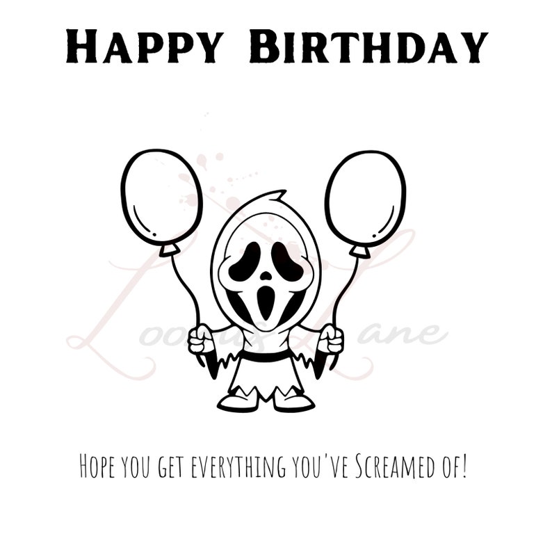 Ghost Face Birthday Card Image Download - Etsy