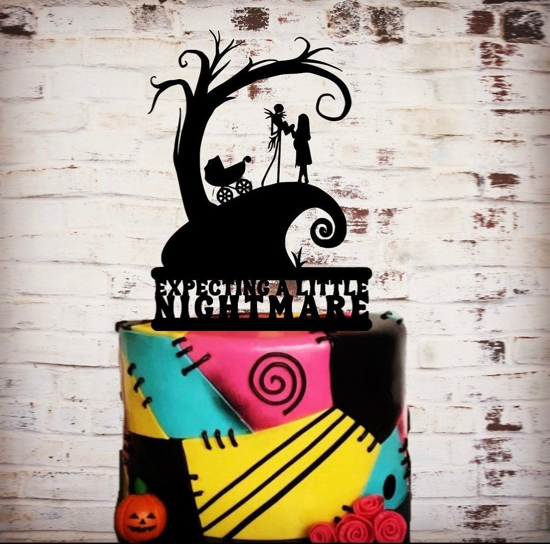 Expecting a Little Nightmare Cake Topper Image - Etsy