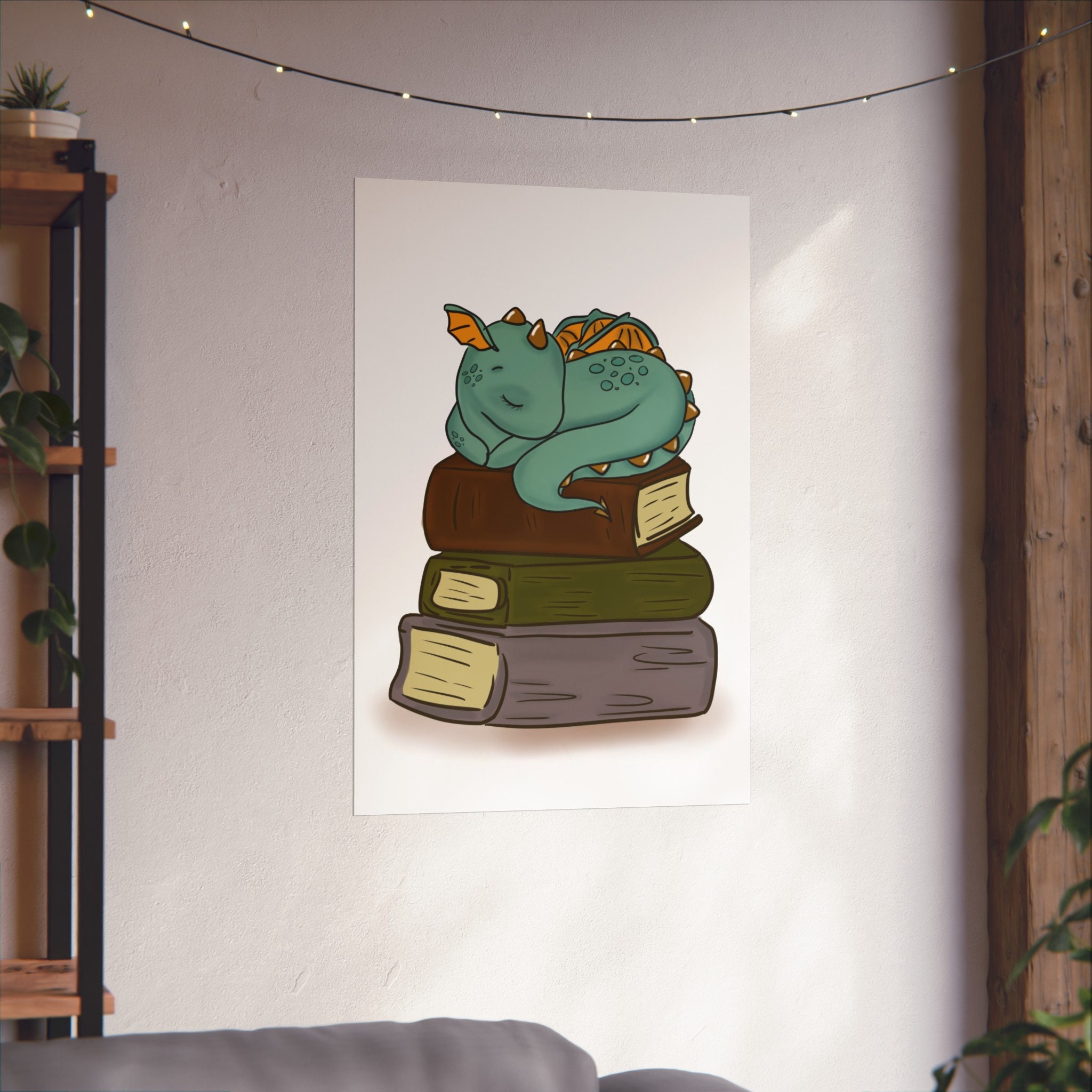 Dragon Sleeping on Books Print Bookish Things Bookish Dragons - Etsy