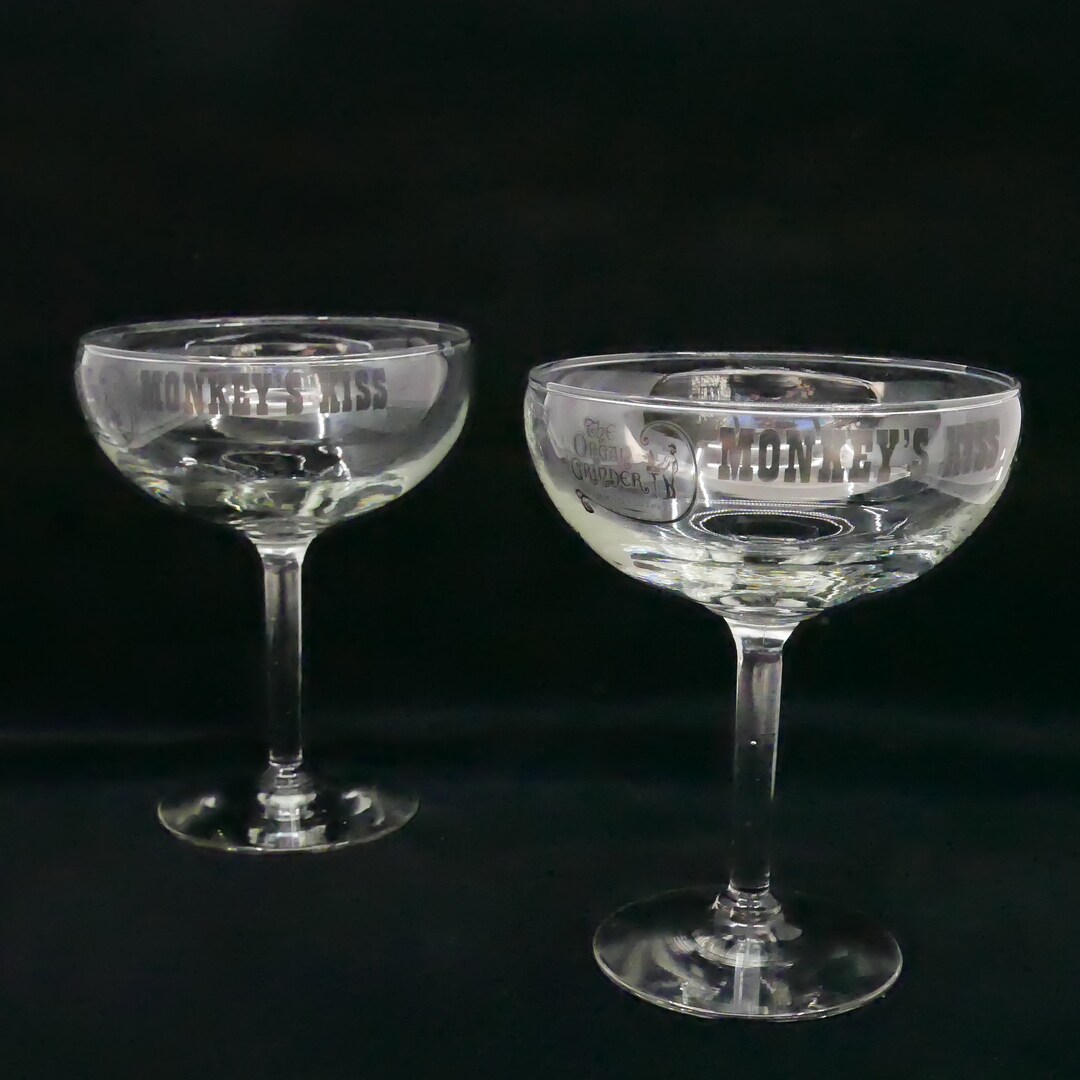Vintage Monkeys Kiss Large Cocktail Glasses From the Organ Grinder ...