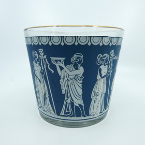 Vintage Glass Ice Bucket With Metal Caddy / Holder With Hellenic ...