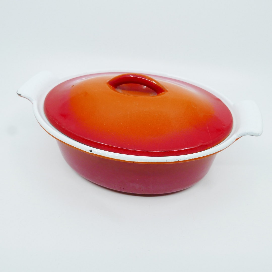 Vintage Cherry Flame / Orange Descoware Terrine / Small Dutch Oven - 16 ...