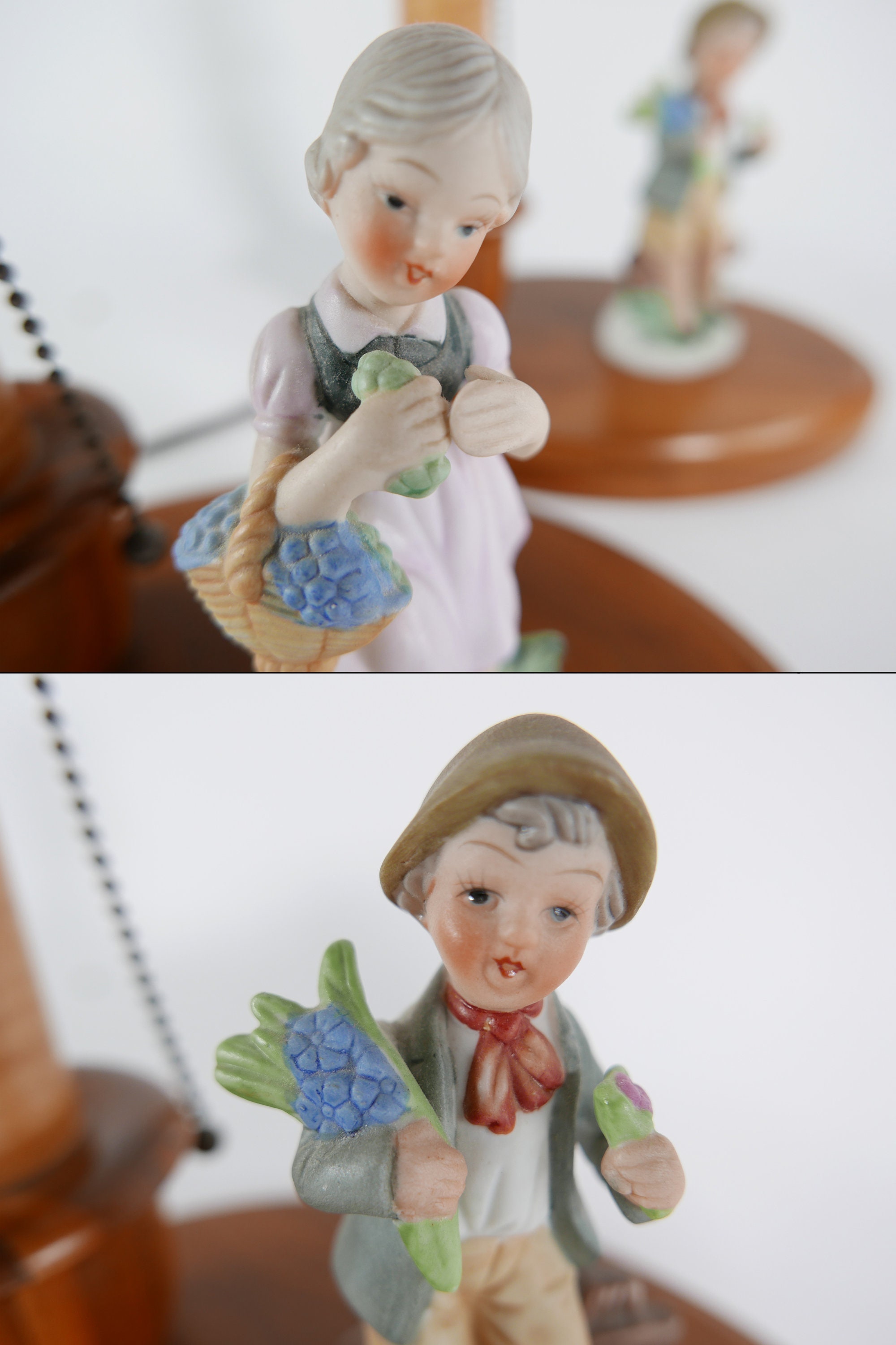 Vintage Children Wood Table Lamps With Hummel Style Boy and Girl ...