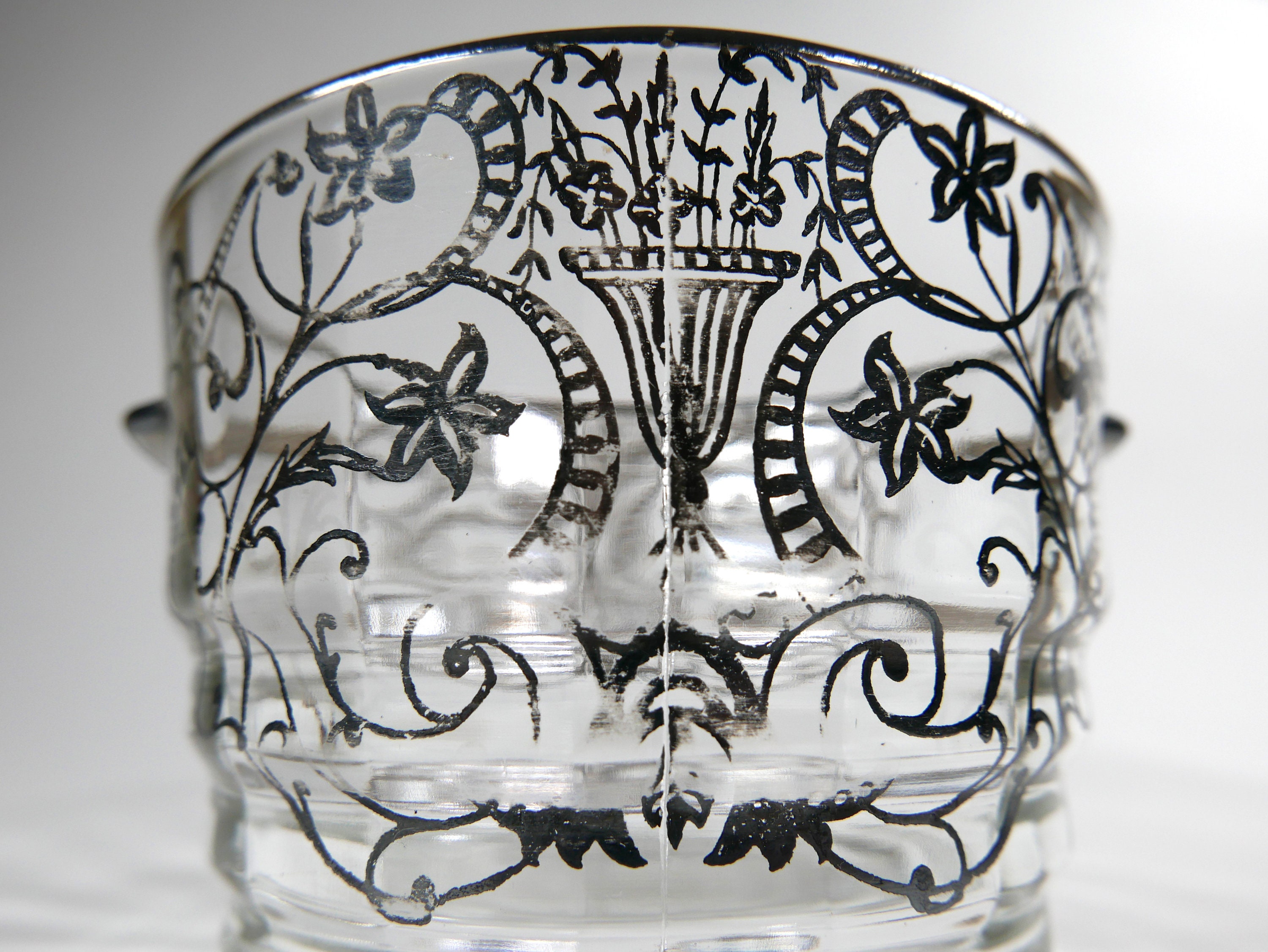 Vintage Glass Ice Bucket With Silver Overlay - Etsy