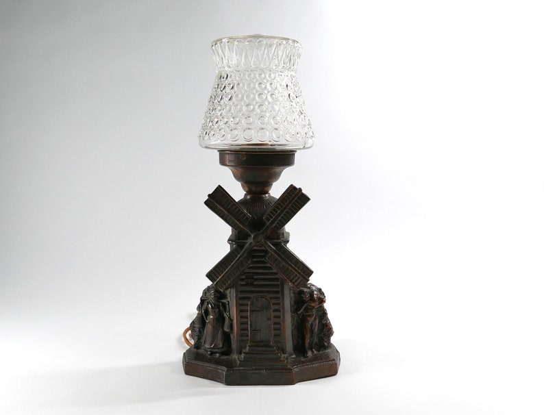 Vintage Cast Spelter Windmill Table Lamp With Clear Glass - Etsy