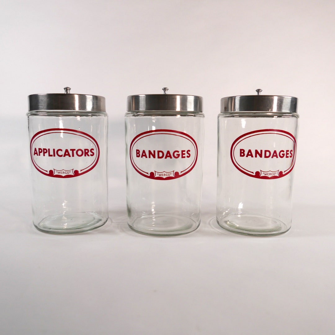 Vintage Merco Medical Supply Glass Jar/canister With Stainless Steel ...