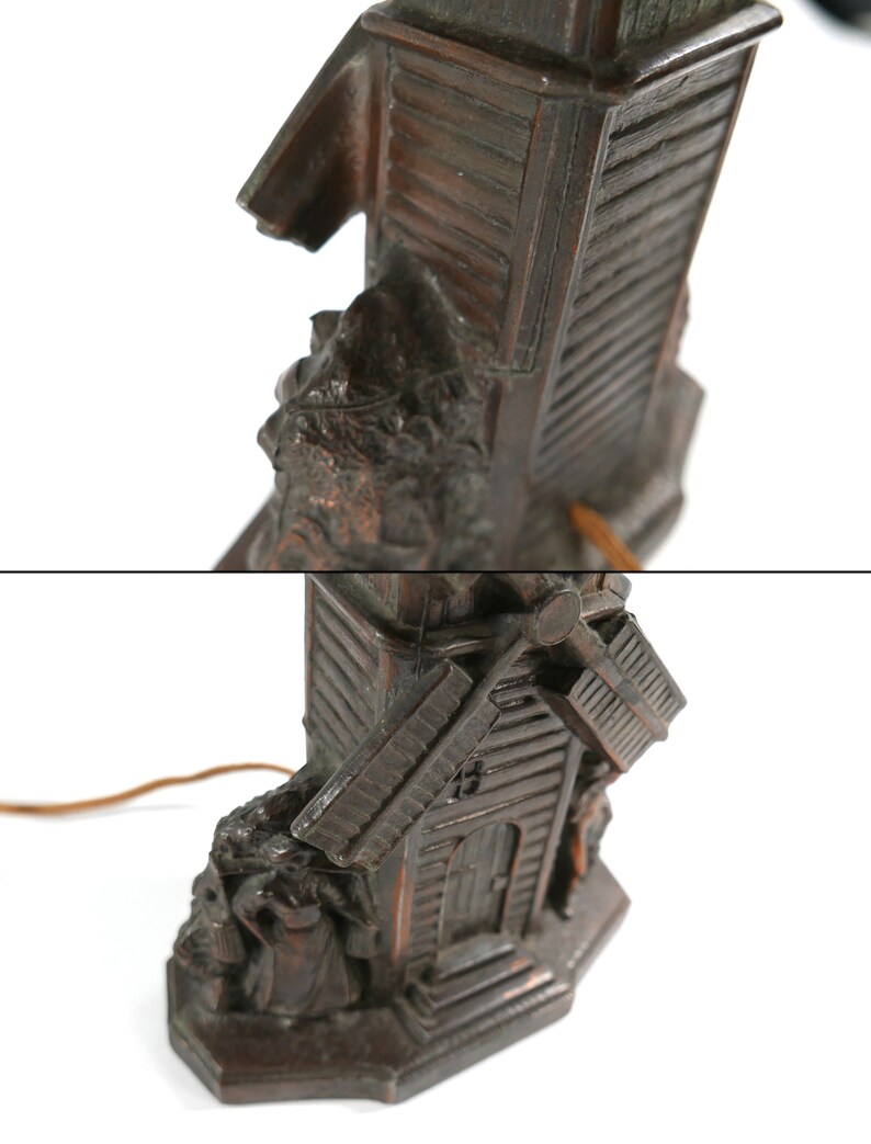 Vintage Cast Spelter Windmill Table Lamp With Clear Glass - Etsy
