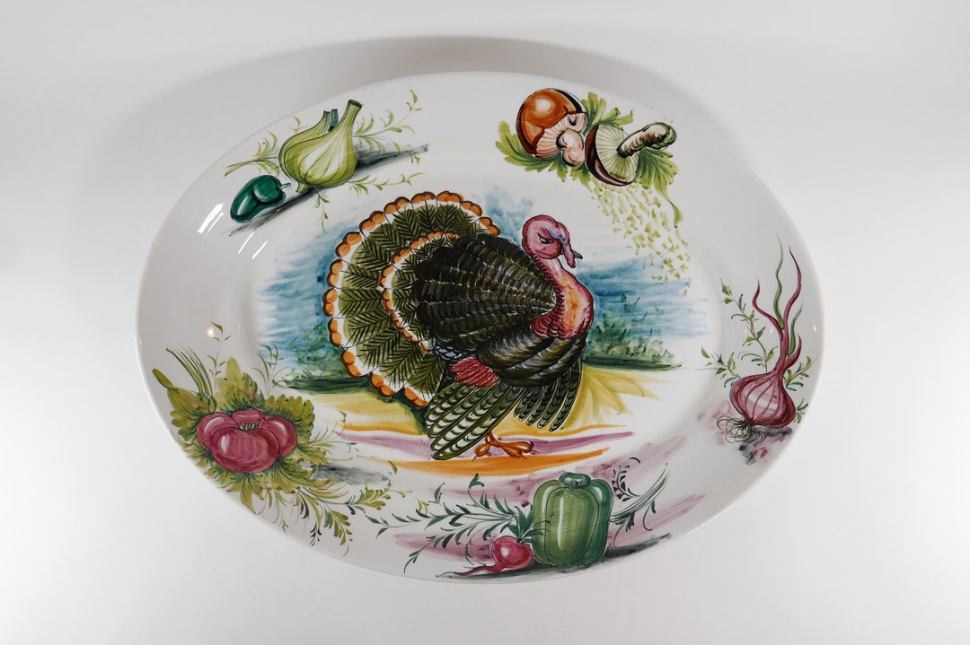 Vintage Weil Ceramics Turkey Platter: Large Hand-painted Italian ...