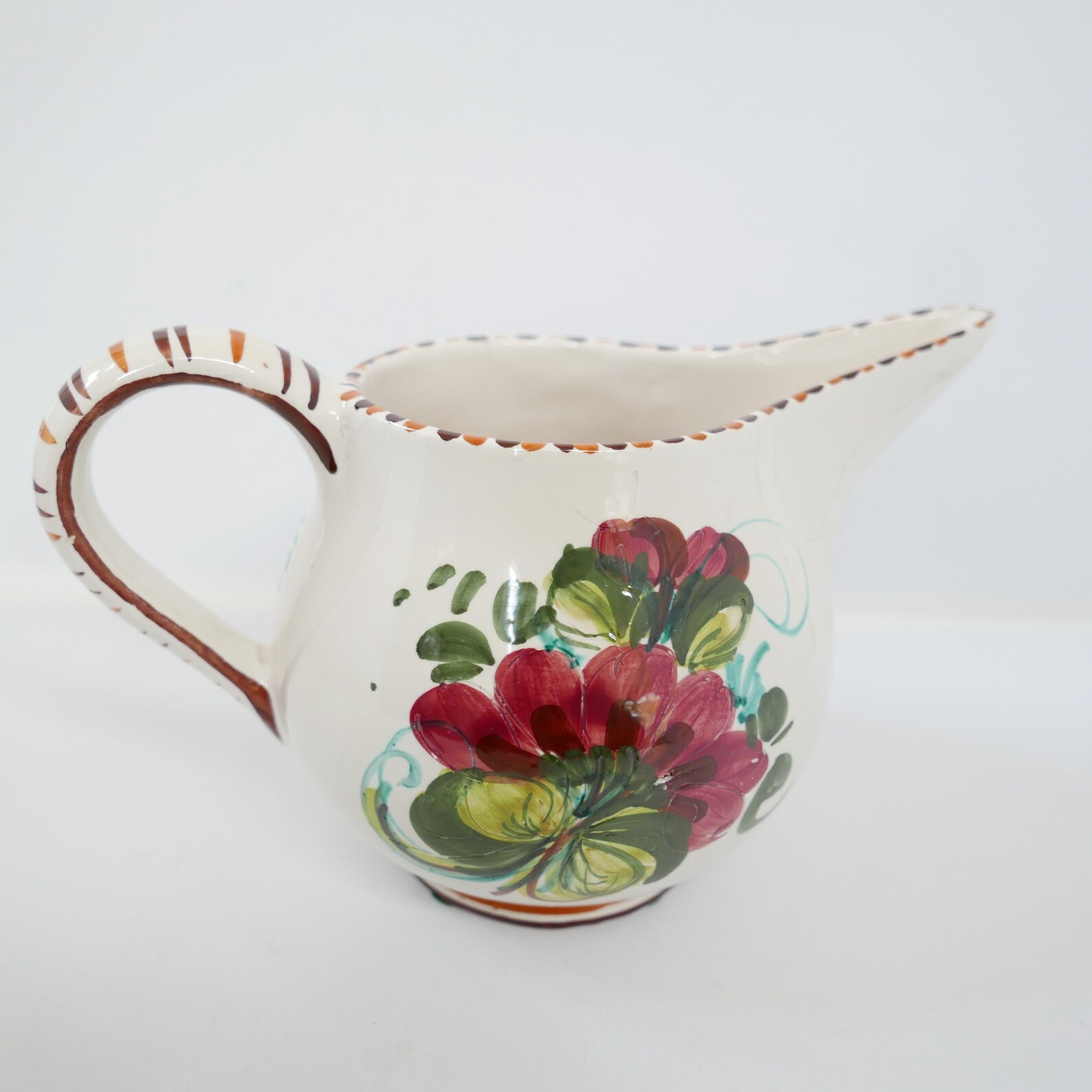 Vintage Italian Pottery Ceramic Majolica Jug Pitcher Signed Castelli ...