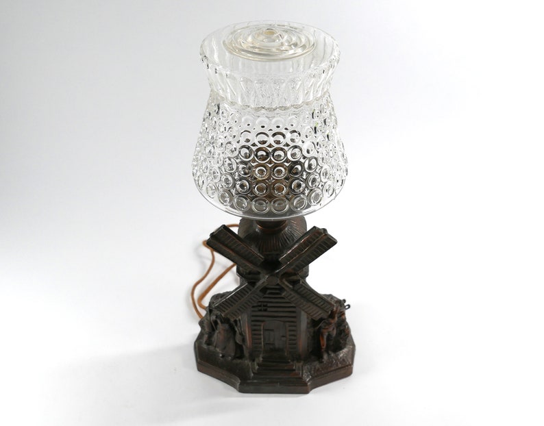 Vintage Cast Spelter Windmill Table Lamp With Clear Glass | Etsy