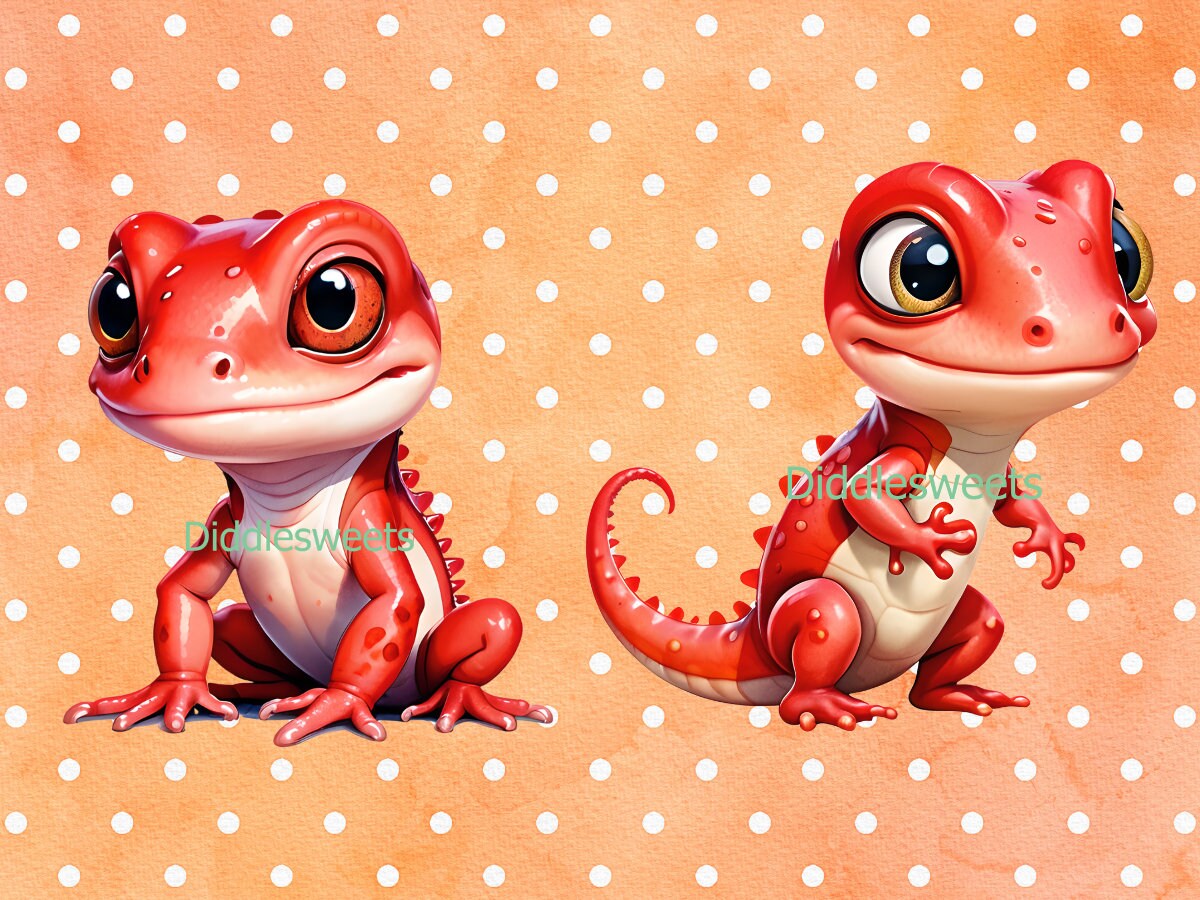 10 Cute Cartoon Salamanders Clipart - Etsy