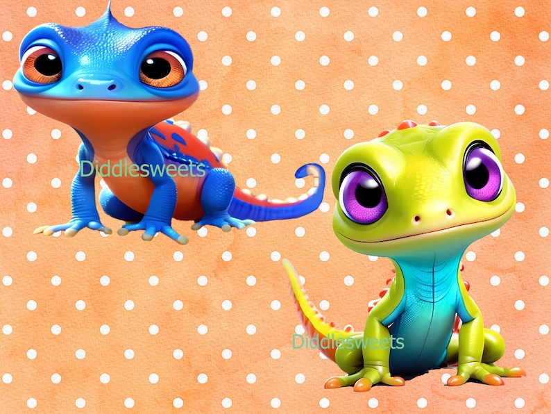 10 Cute Cartoon Salamanders Clipart - Etsy