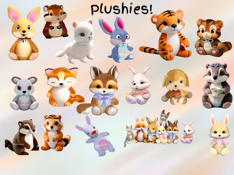 Cute Plushie Tea Party Clipart Create Your Own Scene - Etsy