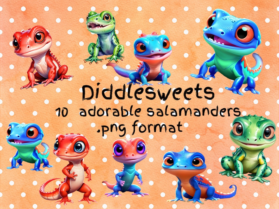 10 Cute Cartoon Salamanders Clipart - Etsy