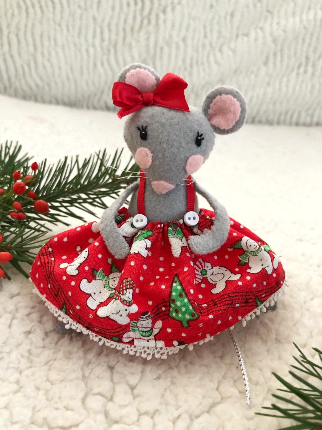 Miss Christmas Mouse in Red - Etsy