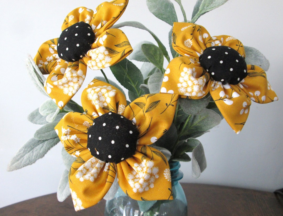Fall/autumn Handmade Fabric Flower Stems, Set of 3 Poke Flowers ...