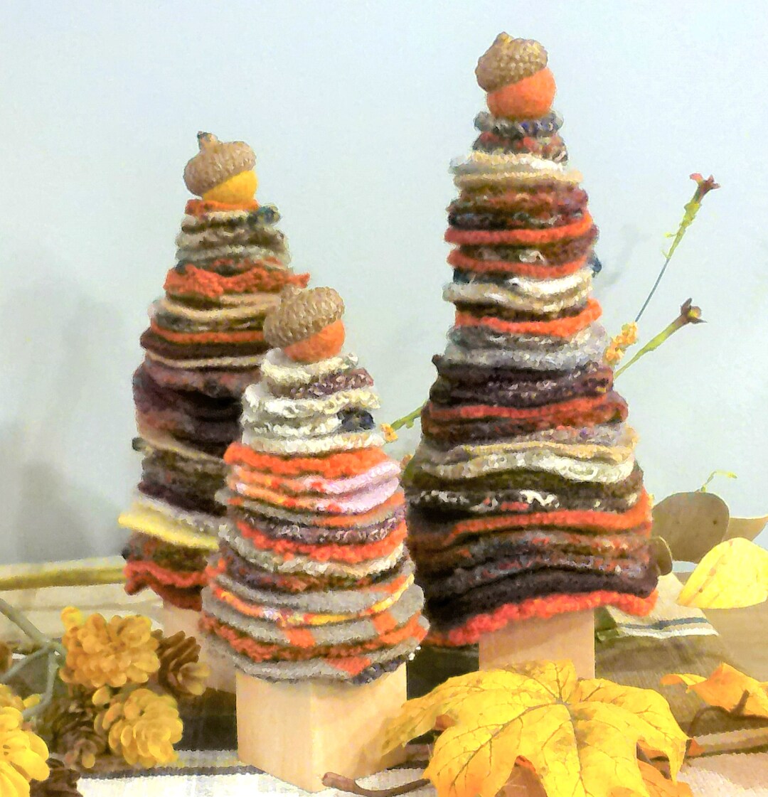 Felted Wool Fall Autumn Trees, Felted Sweater Wool Trees, Handmade Wool ...