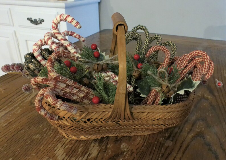 Set of Six Primitive Fabric Wrapped Candy Canes Farmhouse - Etsy