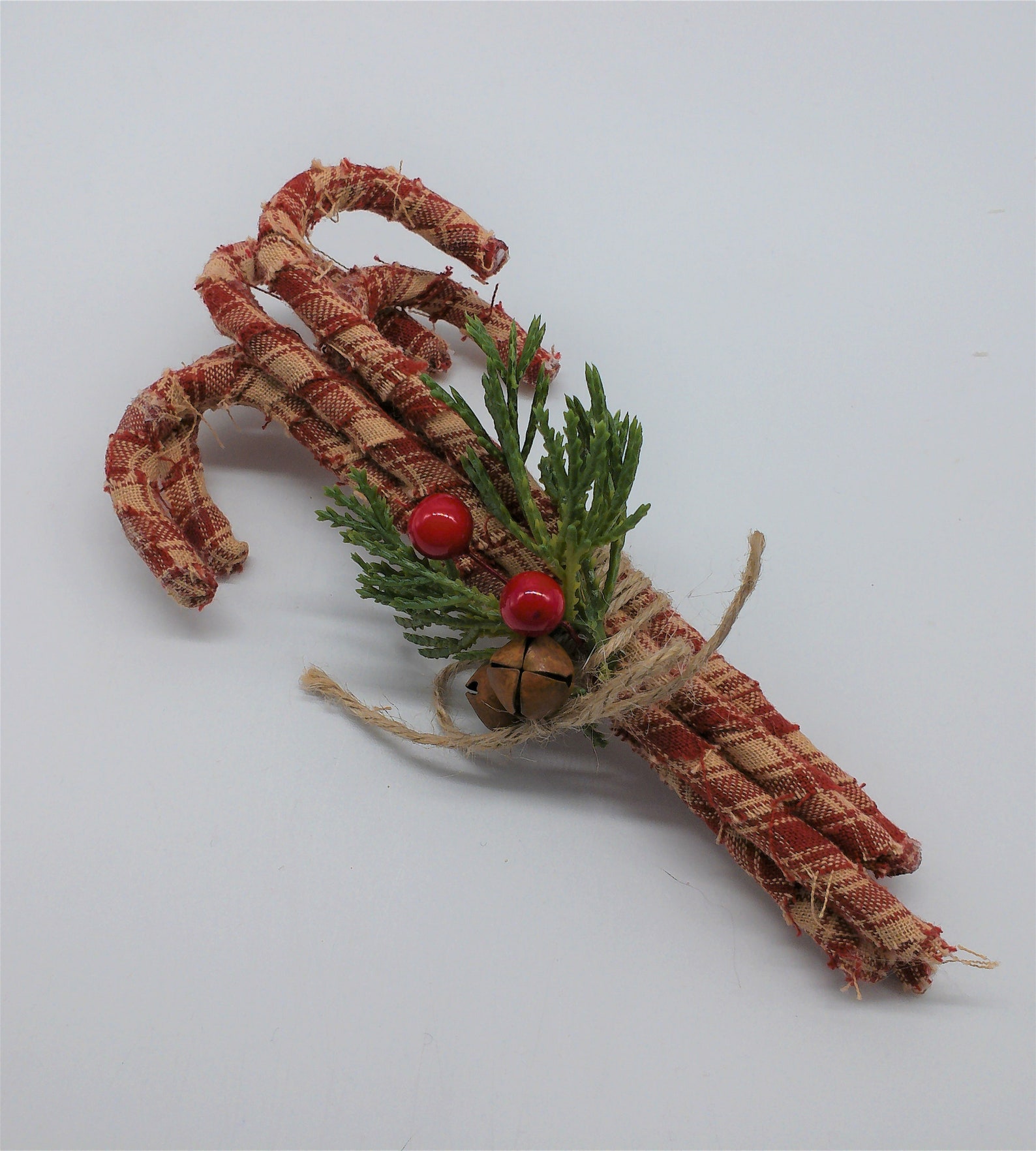 Set of Six Primitive Fabric Wrapped Candy Canes Farmhouse - Etsy