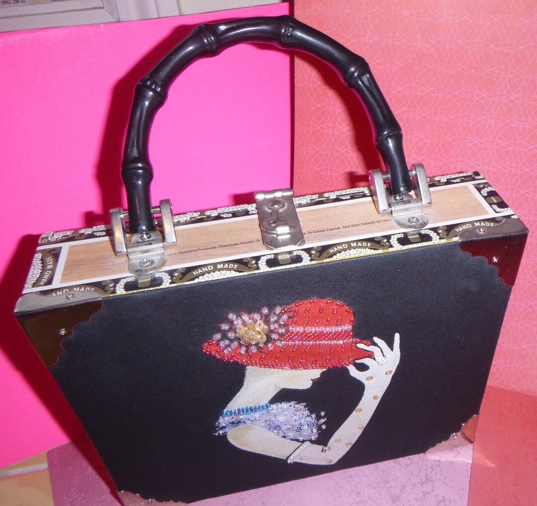 PURSE, CIGAR Box Style, Faux Bamboo Handle, Aficionado Fine Cigars ...