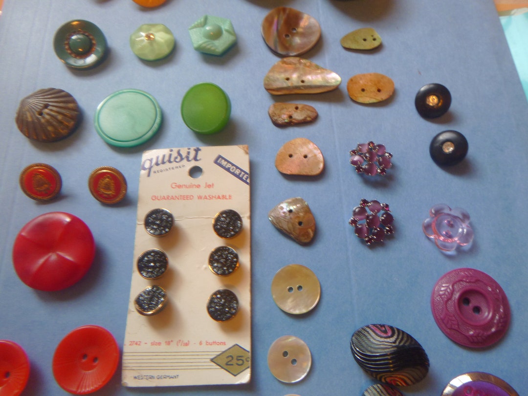 VINTAGE BUTTONS, Lg. Lot 50, Most Colors, Abalone, Button Card, Western ...